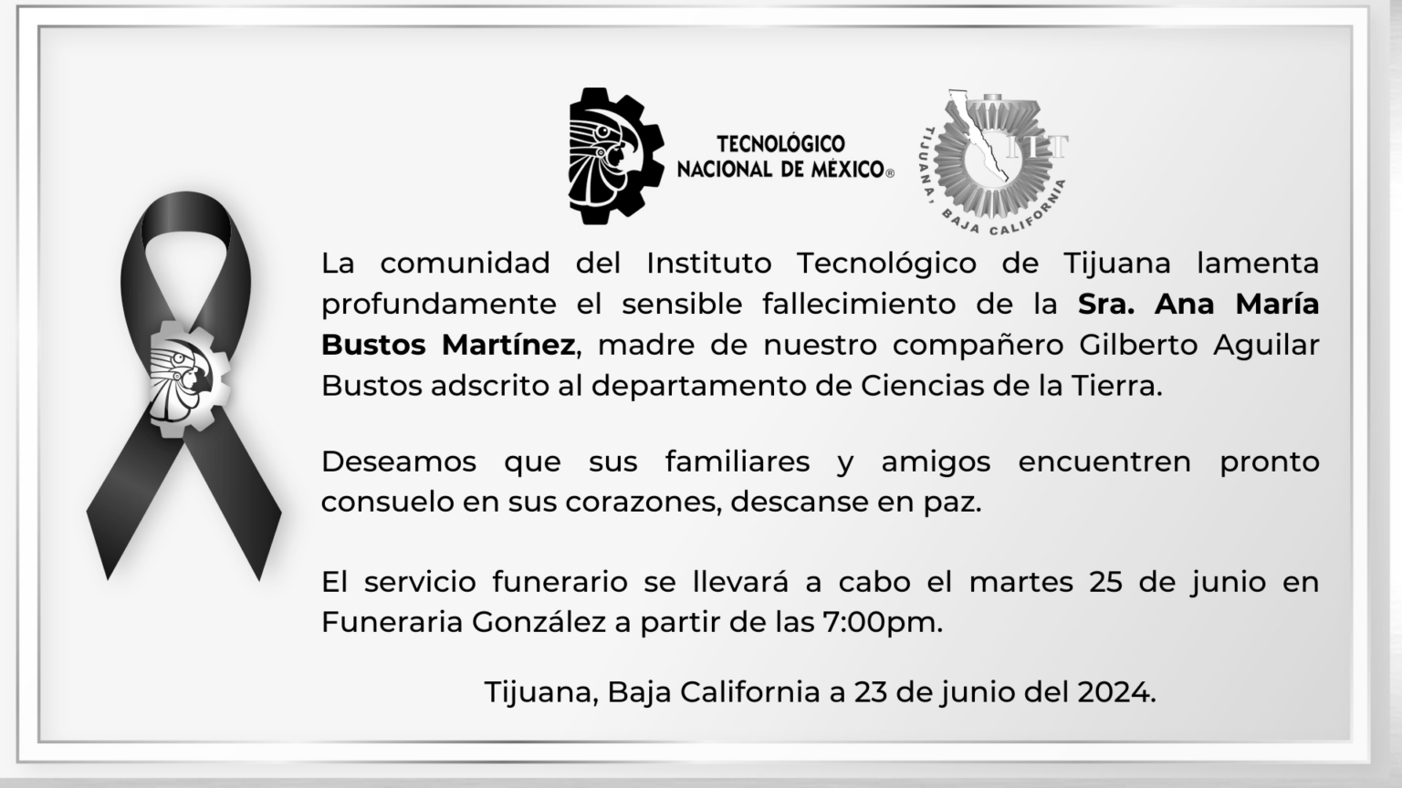 La comunidad del Instituto Tecnológico de Tijuana lamenta profundamente ...